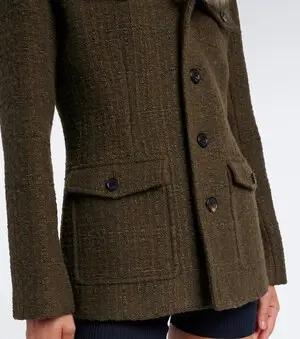 Saint Laurent Shearling-trimmed Wool-blend Tweed Jacket