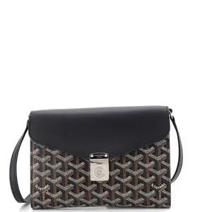 Goyard Chypre Wallet On Strap Coated Canvas With Leather - Black