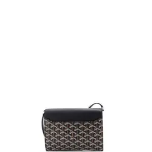 Goyard Chypre Wallet On Strap Coated Canvas With Leather - Black