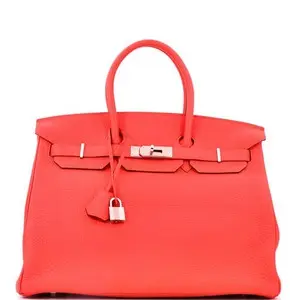 Hermès Birkin Handbag Orange Togo With Palladium Hardware 35 - Red
