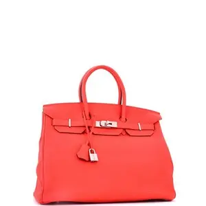 Hermès Birkin Handbag Orange Togo With Palladium Hardware 35 - Red