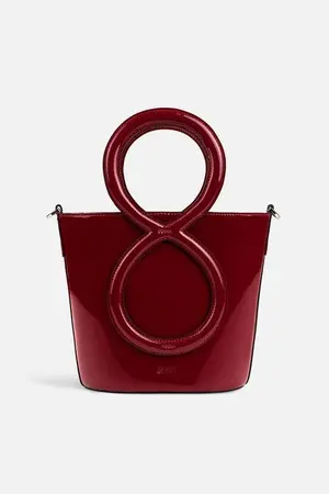 FINI Patent Leather Novelty Handbag With Adjustable Strap - Red