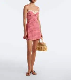 MONTCE Lena Gingham Mini Dress With Lace Trim
