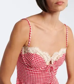 MONTCE Lena Gingham Mini Dress With Lace Trim