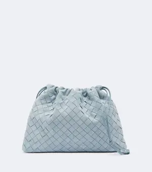 Bottega Veneta Bottega Veneta Small Intrecciato Suede Pouch Blue