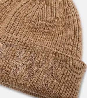 Loewe Logo Embroidered Ribbed-knit Wool Beanie - Beige