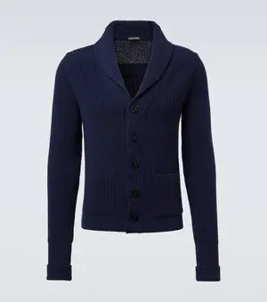 TOM FORD Cashmere Shawl Collar Cardigan - Blue