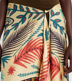 Etro Fringed Printed Asymmetric Silk Maxi Skirt - Multicoloured