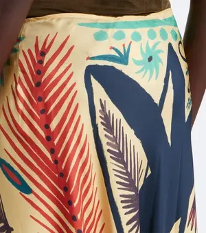 Etro Fringed Printed Asymmetric Silk Maxi Skirt - Multicoloured