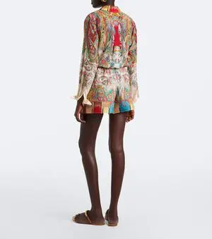 Etro Paisley Silk Satin Shorts