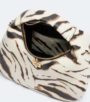 GANNI Mini Zebra-printed Top-handle Bag - Beige
