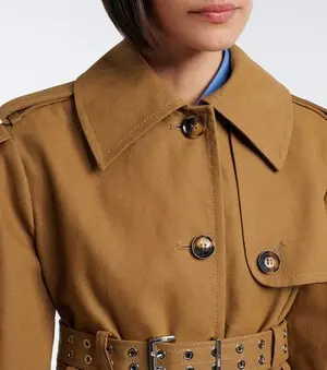 GANNI Belted Cotton Jacket - Brown