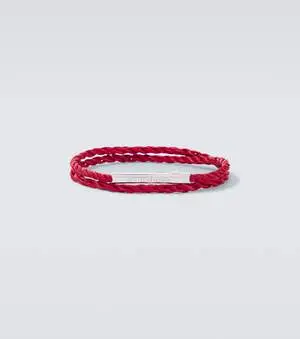 Bottega Veneta Knot Sterling Silver And Braided Leather Bracelet - Red