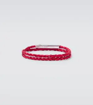 Bottega Veneta Knot Sterling Silver And Braided Leather Bracelet - Red
