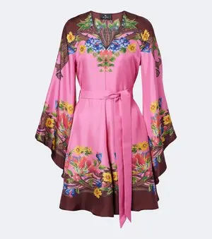 Etro Belted Floral Silk Satin Minidress - Multicoloured