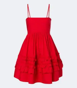 GANNI Ruffled Cotton Poplin Mini Dress