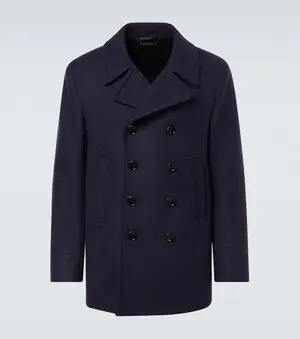 TOM FORD Wool Felt Peacoat - Blue