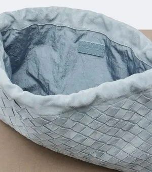 Bottega Veneta Intrecciato Suede Pouch - Blue