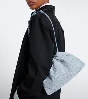 Bottega Veneta Intrecciato Suede Pouch - Blue