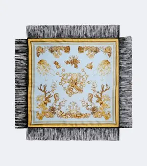 La DoubleJ Fringed Printed Silk Twill Scarf - Multicoloured