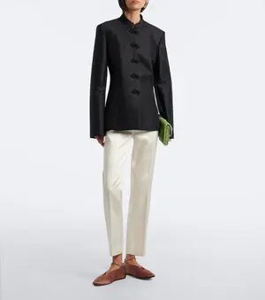 Le Monde Beryl Olympia Embellished Satin Ballet Flats