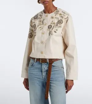 Veronica Beard Embroidered Cotton Jacket - White