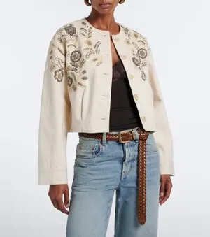 Veronica Beard Embroidered Cotton Jacket - White