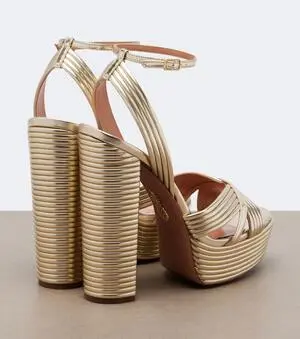 AQUAZZURA Sundance Leather Platform Sandals - Gold