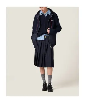 Miu Miu Cotton Fleece Zipper Hoodie - Blue