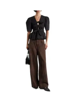 GANNI Shirred Cotton Top