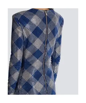 Balmain Gingham Rhinestone Dress