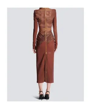 Balmain Printed Long Rhinestone Dress
