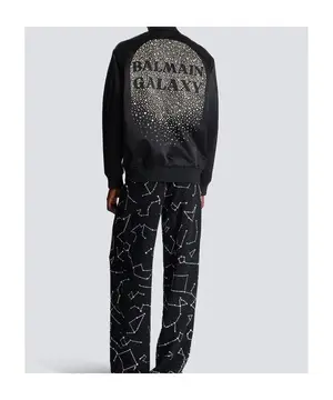 Balmain Satin Bomber Jacket With Galaxy Embroidery