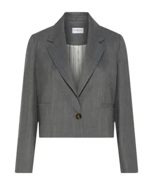 Marella Cropped Gabardine Blazer - Mixed Grey