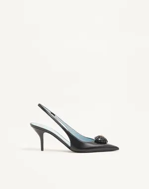 Valentino Garavani Coeur Royal Slingback Pumps In Kidskin 75mm - Black