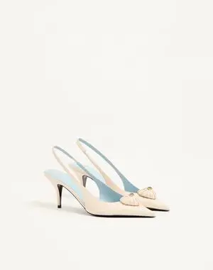 Valentino Garavani Coeur Royal Slingback Pumps In Kidskin - Butter