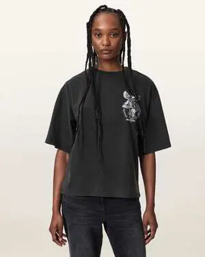 ALLSAINTS Seraph Amelie Oversized Graphic T-shirt - Black