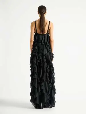Balmain Ruffled Satin And Crepe Tank Top