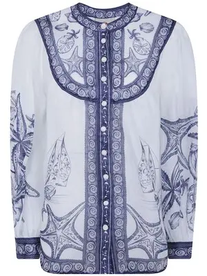 Farm Rio Shirt Long Sleeve "coast Scarf