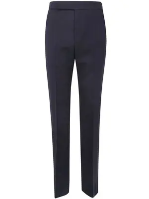 TOM FORD Flat Front Straight Leg Trousers - Black