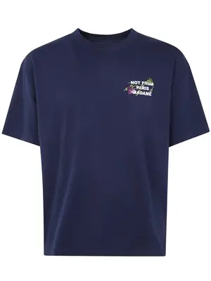 Drole De Monsieur T-shirt Embroidered Slogan "vine - Blue