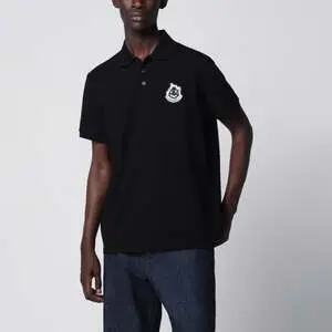 Moncler Cotton Piqué Polo Shirt With Logo - Black