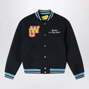 OFF-WHITE™ Embroidered Logo Bomber Jacket - Black
