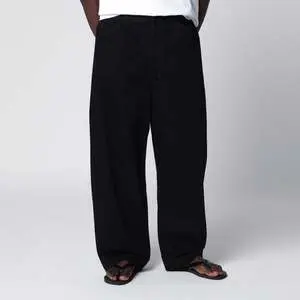 LEMAIRE Wide-leg Cotton Trousers - Black