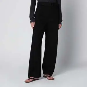 LEMAIRE Cotton Trousers With Belt - Black