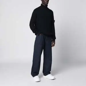 Stone Island Navy Ribbed Turtleneck Sweater