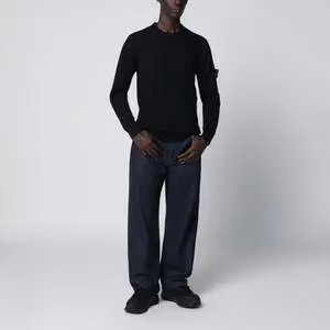 Stone Island Navy Ribbed Crew-neck Sweater - Blue