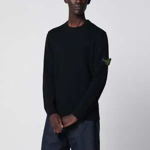 Stone Island Navy Ribbed Crew-neck Sweater - Blue