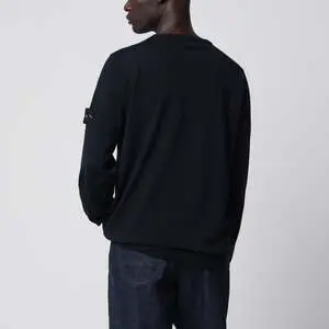 Stone Island Navy Wool Crewneck Sweater - Blue