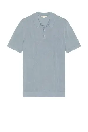 Onia Silk Ribbed Knit Polo Shirt - Lagoon